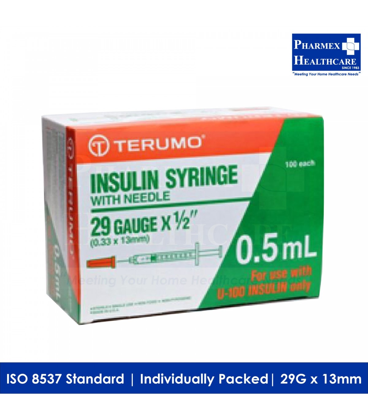 TERUMO Insulin Syringe with Needle (3 sizes) Terumo Insulin 0.5CC X 29G X 13MM