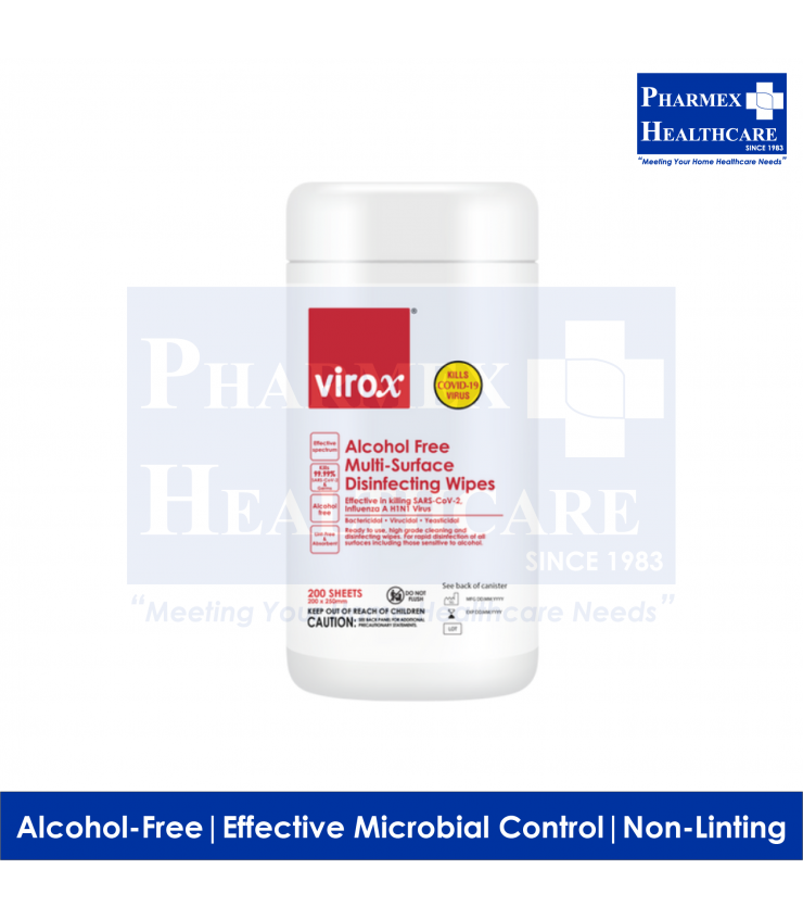 Virox Alcohol Free Multi-Surface Disinfecting Wipes (20cm x 25cm, 200pcs/Bot)