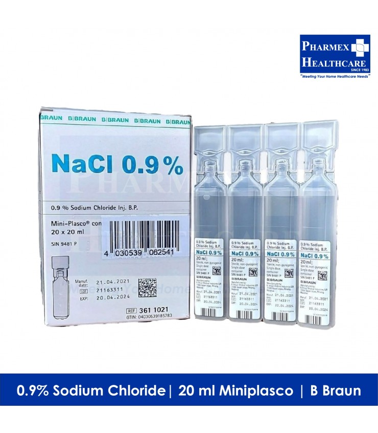 Injection, Sodium Chloride 0.9% (B|Braun Miniplasco), 20ml, Per Ampoule