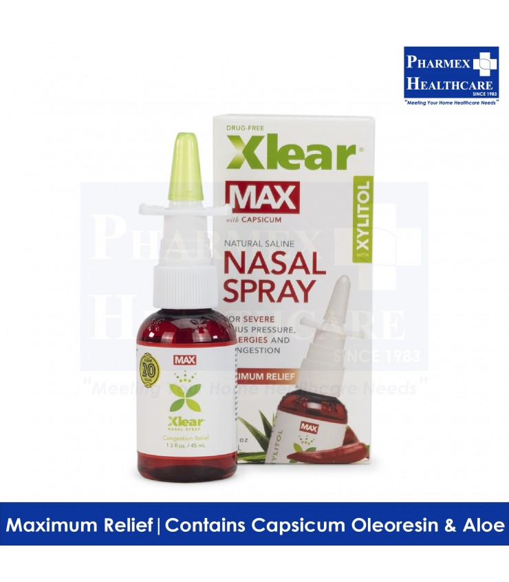 Xlear MAX Natural Saline Nasal Spray with Capsicum and Xylitol
