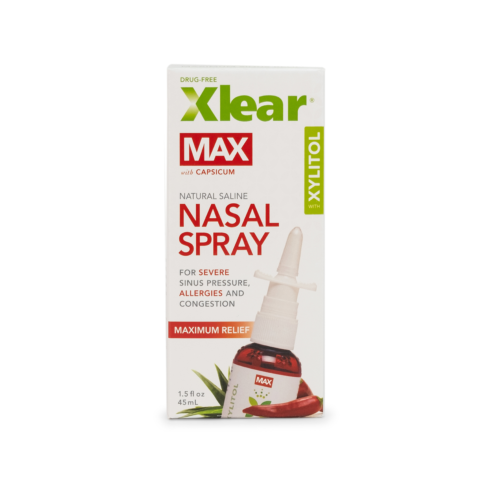 Xlear MAX Natural Saline Nasal Spray with Capsicum and Xylitol